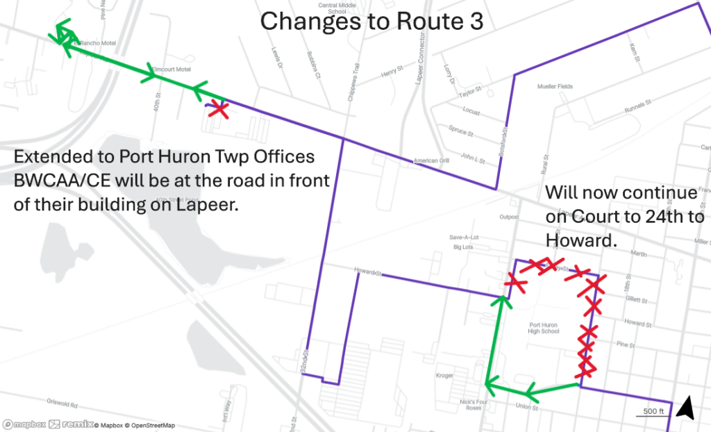 Upcoming changes to Route #3 – Blue Water Area Transit